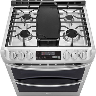 LG LTG4715ST 30 Stainless Steel Slide In Double Gas Range With 6.9 CuFt Self Cleaning Oven And Wi Fi Connectivity BrandsMart USA