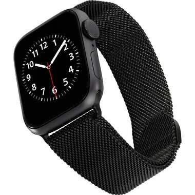 WITHit Black Stainless Steel Mesh Band designed for Apple Watch 42mm (Series 10) & 38/40/41mm - Black