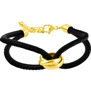 Click here for Mi Tesoro MT-B038GO Black Leather Gold Bracelet prices