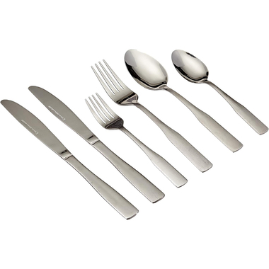 Abbeville 61 Piece Flatware Set with Wire Caddy - Silver-Tone