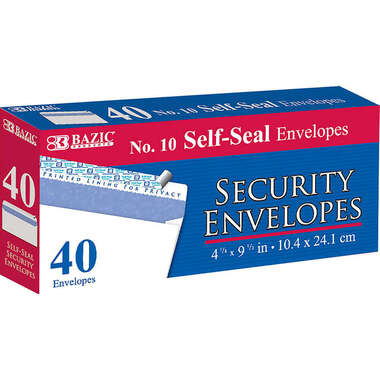 Click here for BAZIC 8207-1 40-Pack #10 Self-Seal Security Envelo... prices