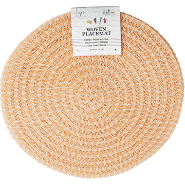 Click here for Core Home 52607 15" 6PK Round Woven Placemat prices