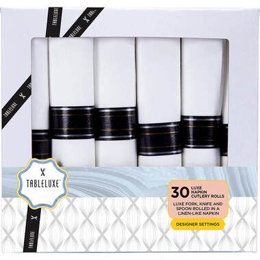 Click here for Tableluxe TLXREFROLL32 30-Count Luxe Faux Flatware... prices