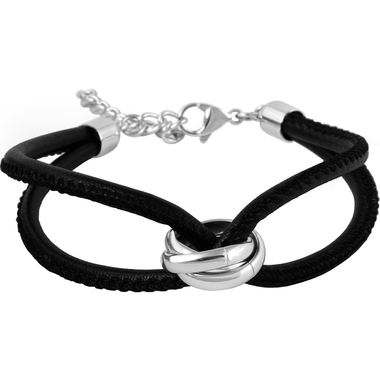 Click here for Mi Tesoro MT-B03PT Black Leather Silver Bracelet prices