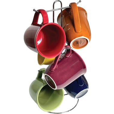 Click here for Gibson 91708.07 6-Piece Mug Set with Wire Rack prices
