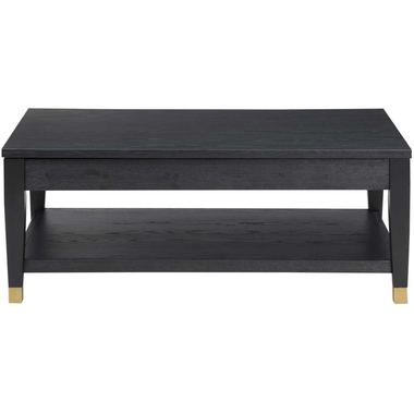 Steve Silver Yves 48 Wood Lift-Top Cocktail Table - Rubbed Charcoal with Brushed Brass Accen