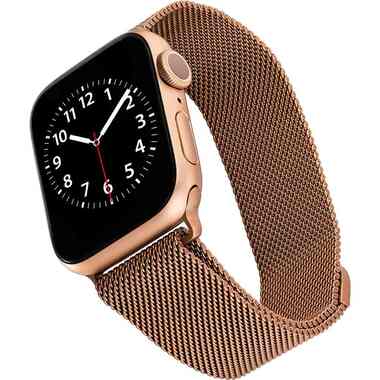WITHit Rose Gold-Tone Stainless Steel Mesh Band designed for Apple Watch 42mm (Series 10) & 38/40/41mm - Rose Gold
