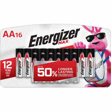 ENERGIZER Max 1.5V AA Alkaline Battery  16-pack
