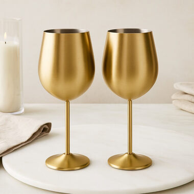 Click here for Holstein HH-05111003G 2-Piece SS Wine Glasses - Go... prices