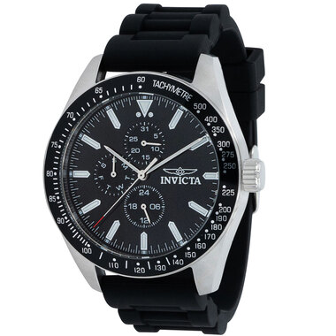 Click here for Mens Invicta Aviator Silver & Black Multi-Function... prices