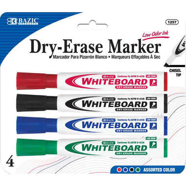 Click here for BAZIC 1257-1 4-Pack Assorted Color Dry-Erase Marke... prices