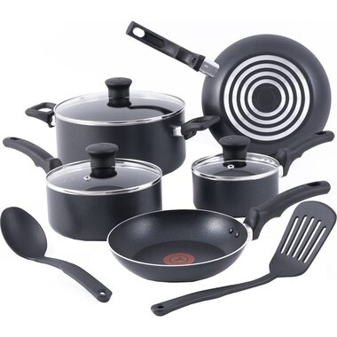 T-Fal Essentials 10-pc. Non-Stick Cookware Set  One Size  Black