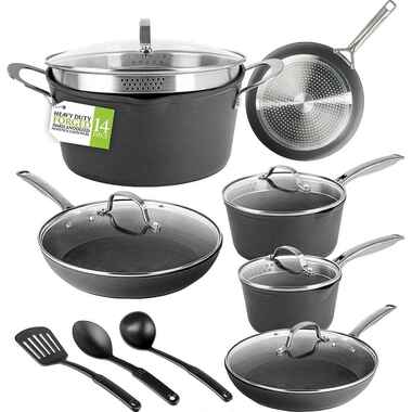 Granitestone Armor Max Hard Anodized Ultra Durable 14-pc. Cookware Set  One Size  Black