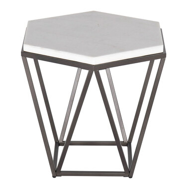 Steve Silver Corvus 24 Hexagonal Shape Marble Top End Table - White Top  Coffee Base