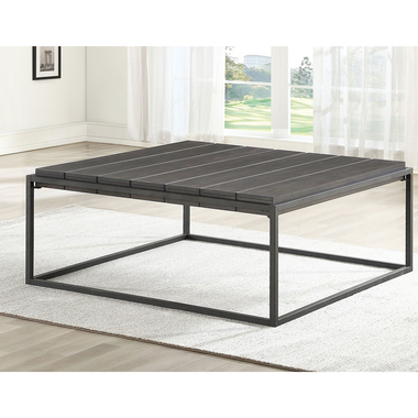 Steve Silver Tekoa 48 Square Wood and Iron Coffee Table - Walnut