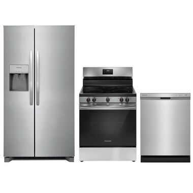 Click here for Frigidaire FRSS2623AS-15 3 Piece Kitchen Package prices