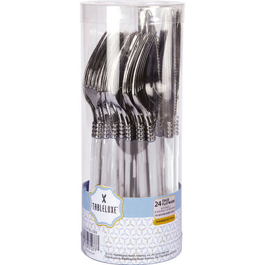 Click here for Tableluxe DUET24TBWH9 24-Count Silver-Look Cutlery... prices