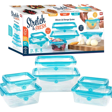 GraniteStone Stretch & Fresh 12-Pc. Food Storage Container Set with Silicone Lids - Blue