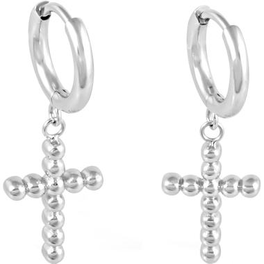 Click here for Mi Tesoro MT-E012PT Cross Silver Hoop Earrings prices