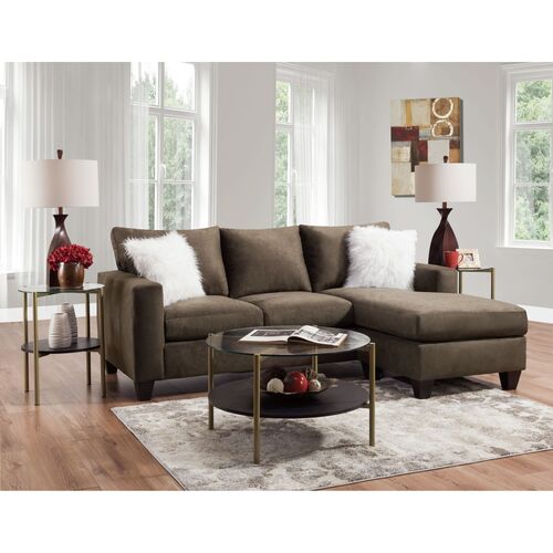 Style Line U33313BPASCOF Audrey Sofa with Chaise - Brown | BrandsMart USA