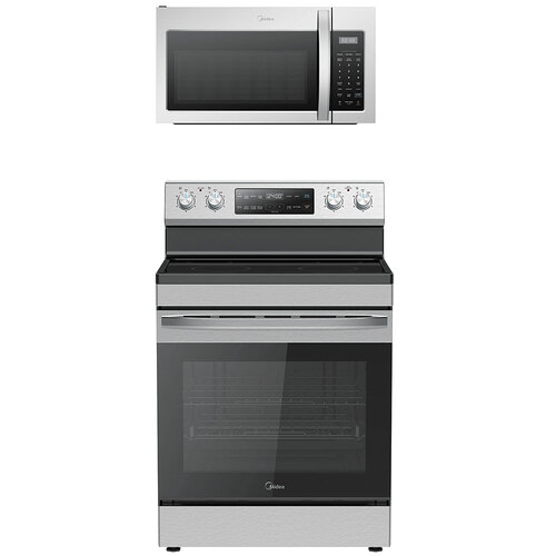 Midea MER30S2ASTPPR 6.3 Cu Ft Four Burner Electric Range with 1.7 Cu ...
