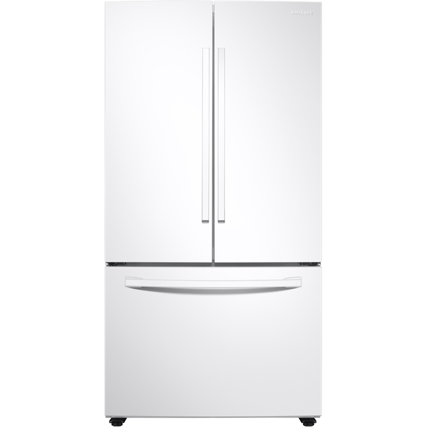 White Refrigerator With Stainless Handles
